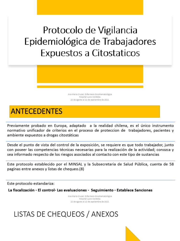 Clase 2. - Protocolo de Vigilancia Epidemiológica de Trabajadores Expuestos A Citostaticos | PDF