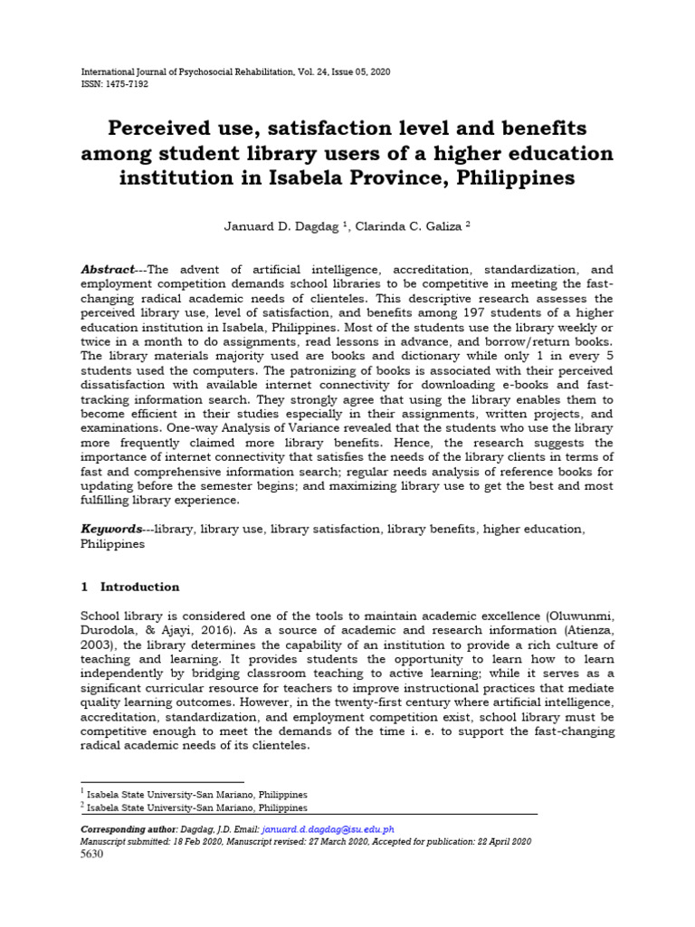 Perceived Use Satisfaction Level and Ben | PDF