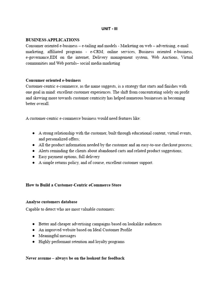 UNIT - III - E-Business | PDF