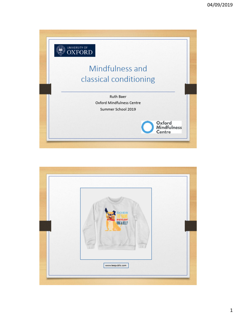 Ruth Baer Mindfulness and Classical Conditioning | PDF