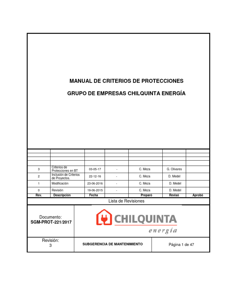 Criterio Protecciones SGM-PROT-221-2017 | PDF