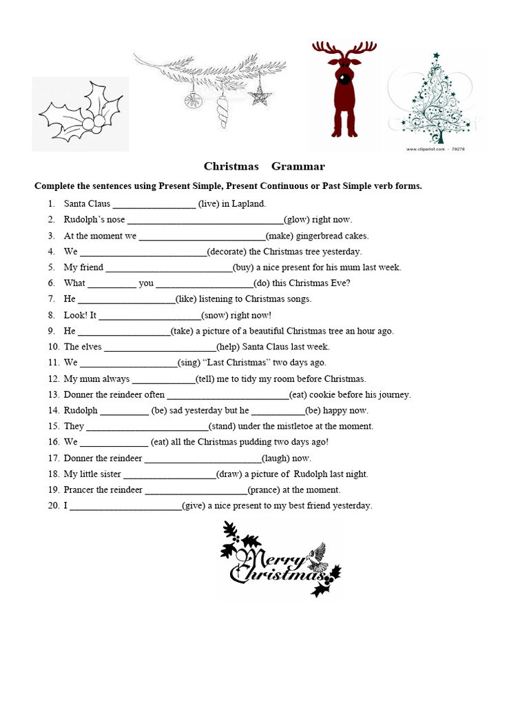 Christmas Grammar Story Worksheet Templates Layouts - 131121 | PDF
