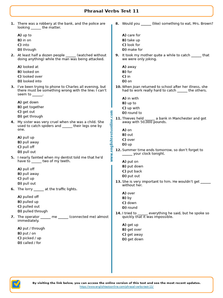 1694 - Phrasal Verbs Test 11 | PDF