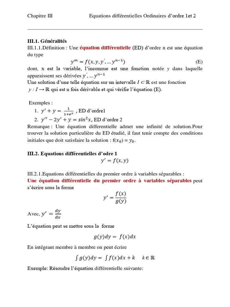 Équation Différentielle: III.1. Généralités | PDF | Méthodes et références pédagogiques