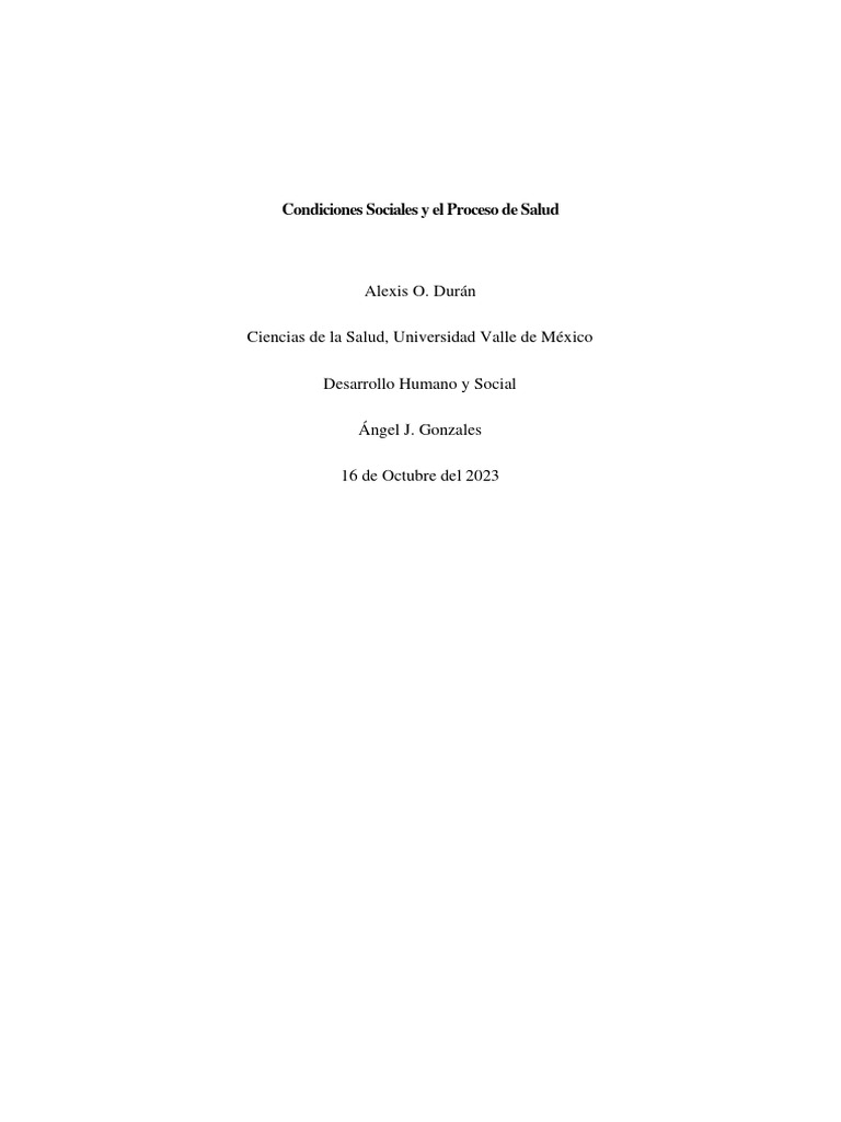 Condiciones Sociales y El Proceso de Salud | PDF