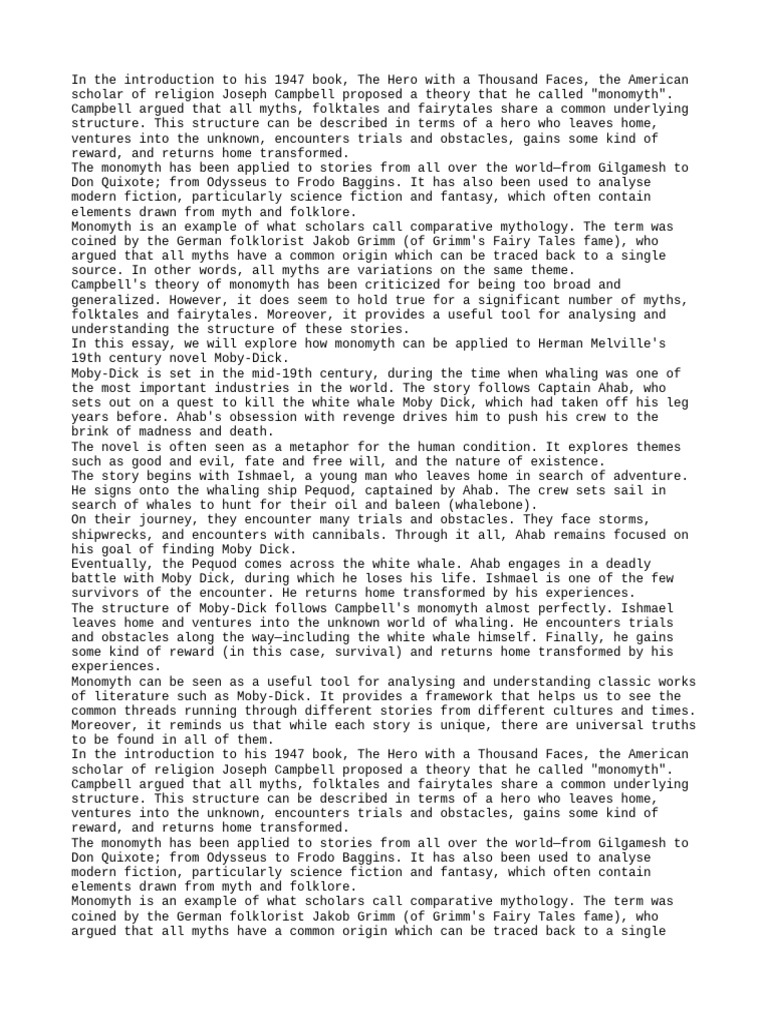 monomyth and moby-dick | PDF