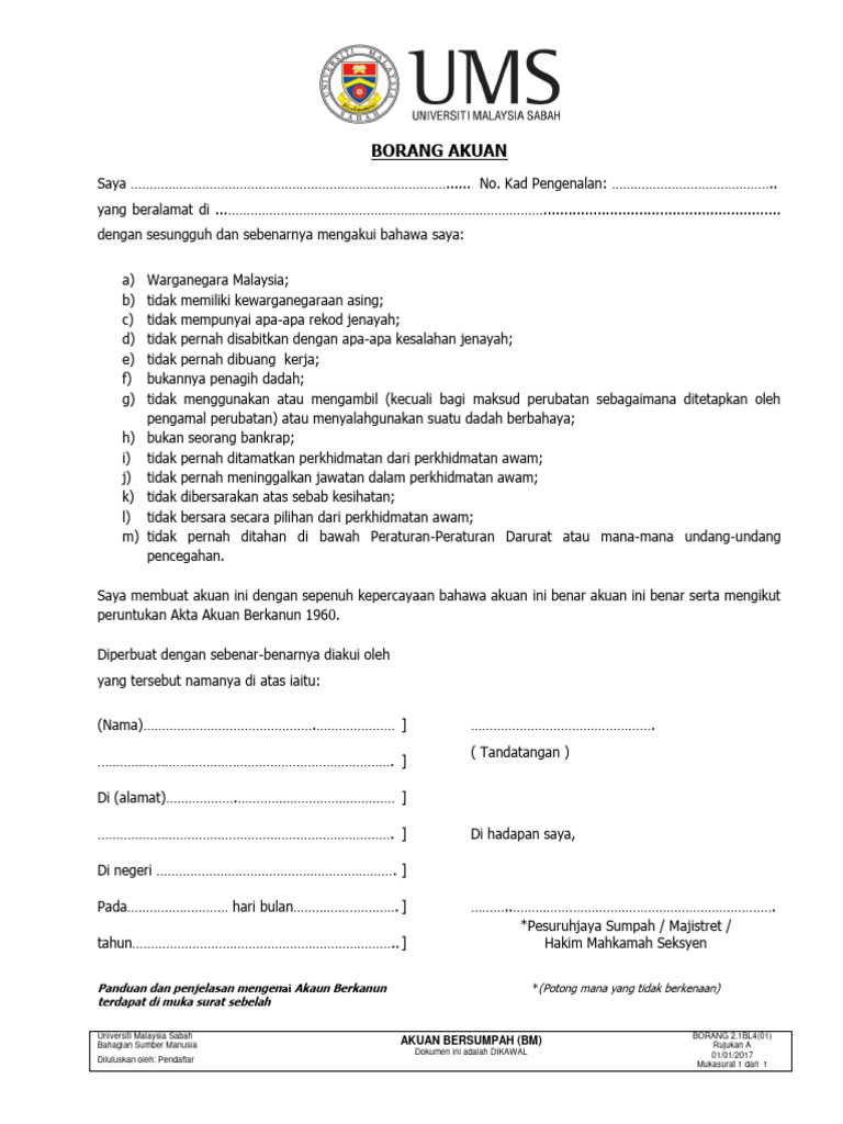 Panduan Mengisi Borang Akuan Berkanun | PDF | Hukum