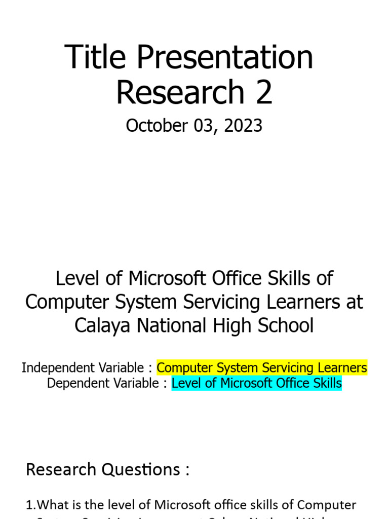 Level of Microsoft Office Skills | PDF