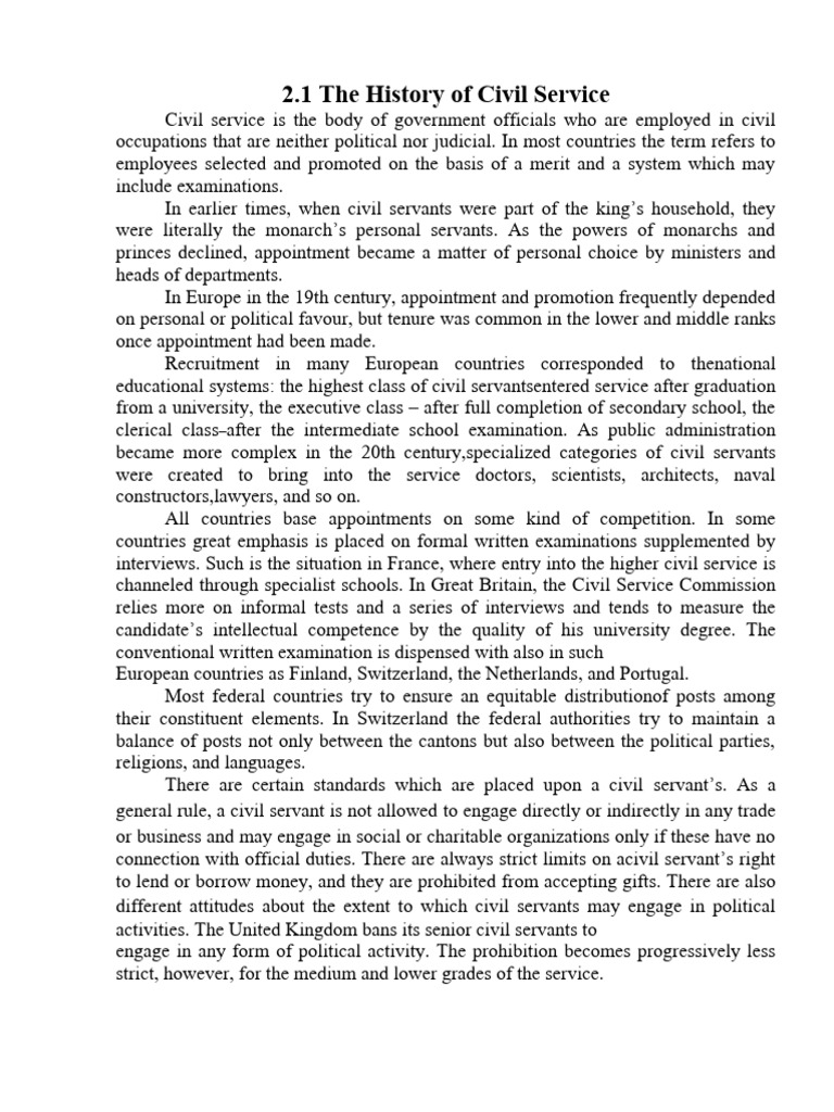 The History of Civil Service | PDF | Civil Service | Switzerland