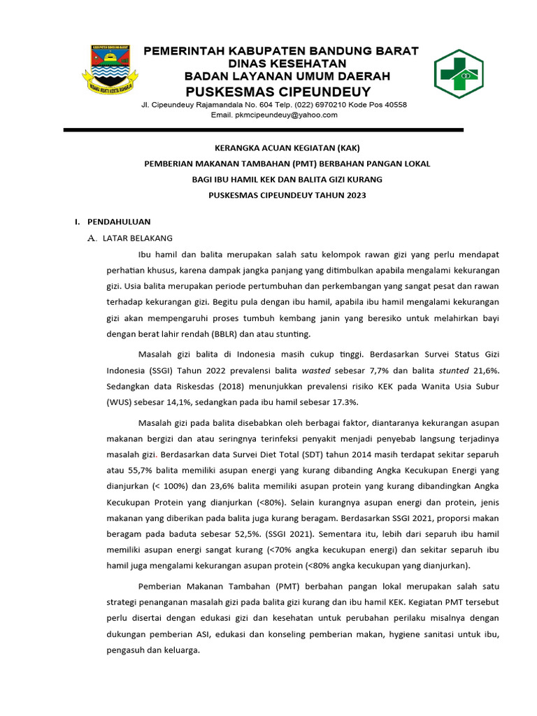Kak PMT Lokal PKM Cipeundeuy 2023 | PDF