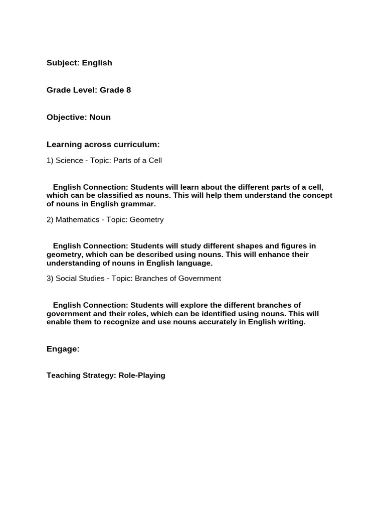 Lesson - Plan Noun | PDF