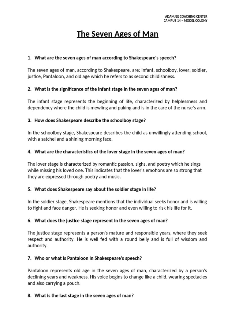 The Seven Ages of Man | PDF