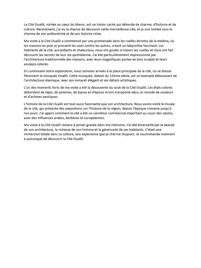 Découverte de la Cité Oualili au Maroc | PDF