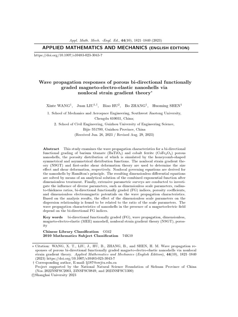 Wave Propagation Responses Of Porous Bi Directional Functionally Graded Magneto Electro Elastic