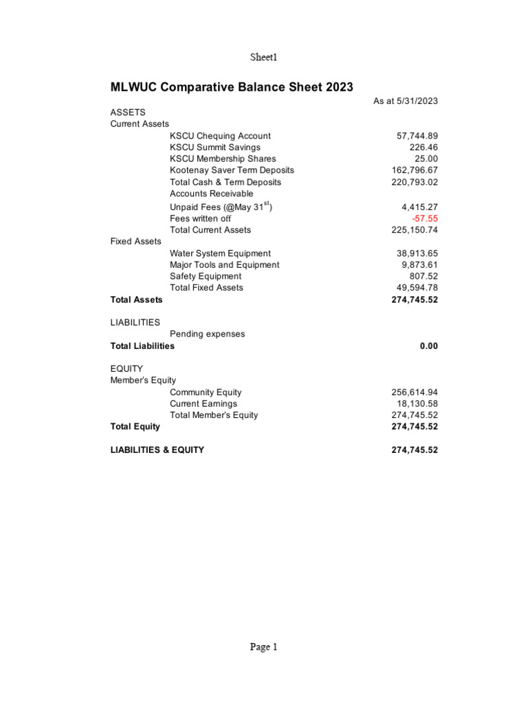 Balance Sheet 2023 Final | PDF | Finance & Money Management