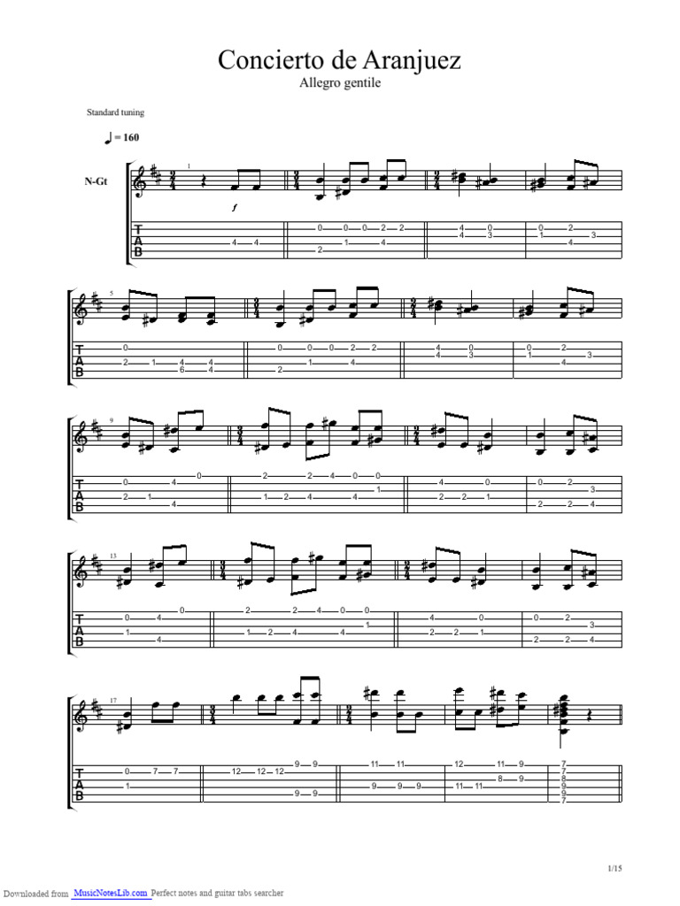 Rodrigo-Concierto de Aranjuez Allegro Gentile (Par 230911 193233 | PDF