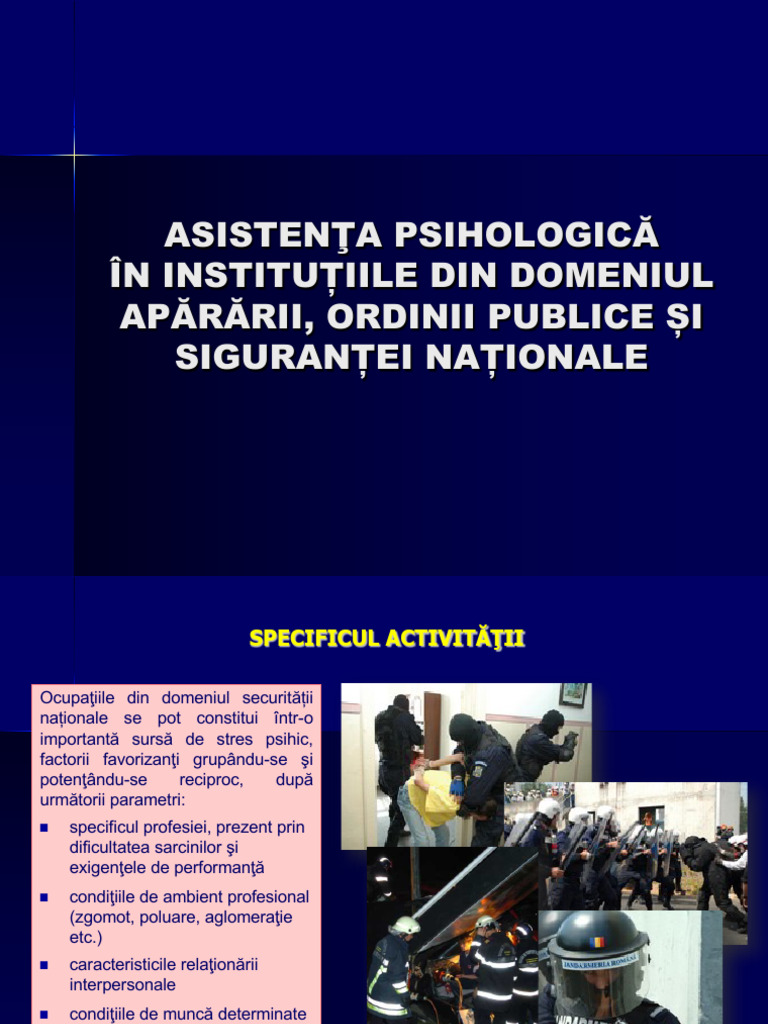 Asistenta Psihologica in Domeniul Securitatii Nationale | PDF