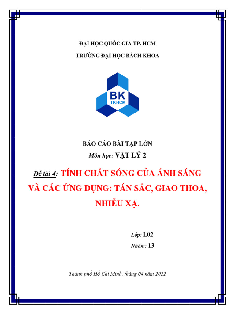 BTL Vật Lý 2 HCMUT | PDF
