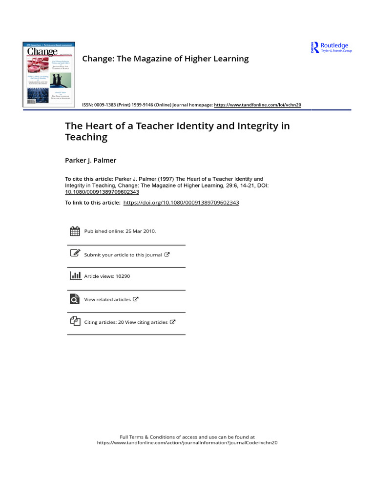 The Heart of A Teacher Identity and Integrity in Teaching | PDF