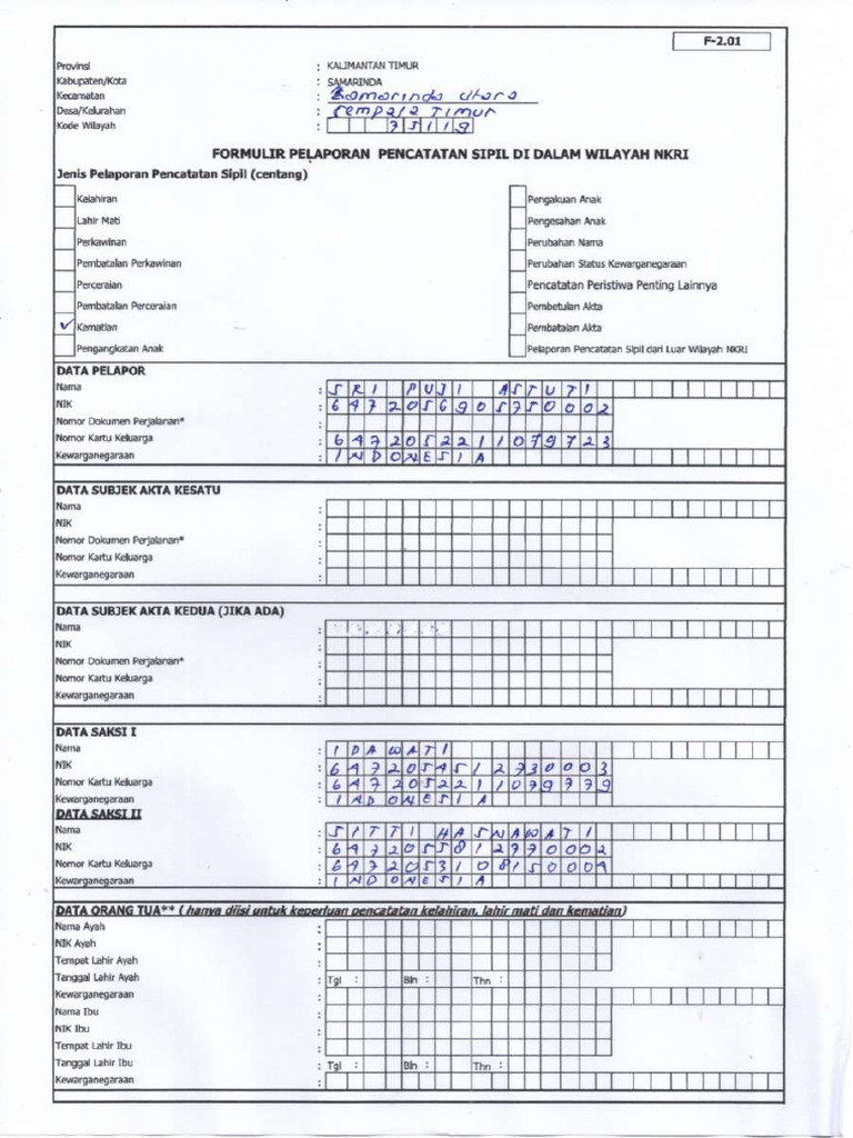 Formulir Kematian Pdf