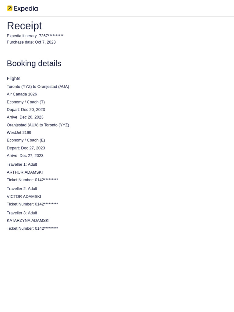 Receipt: Booking Details | PDF