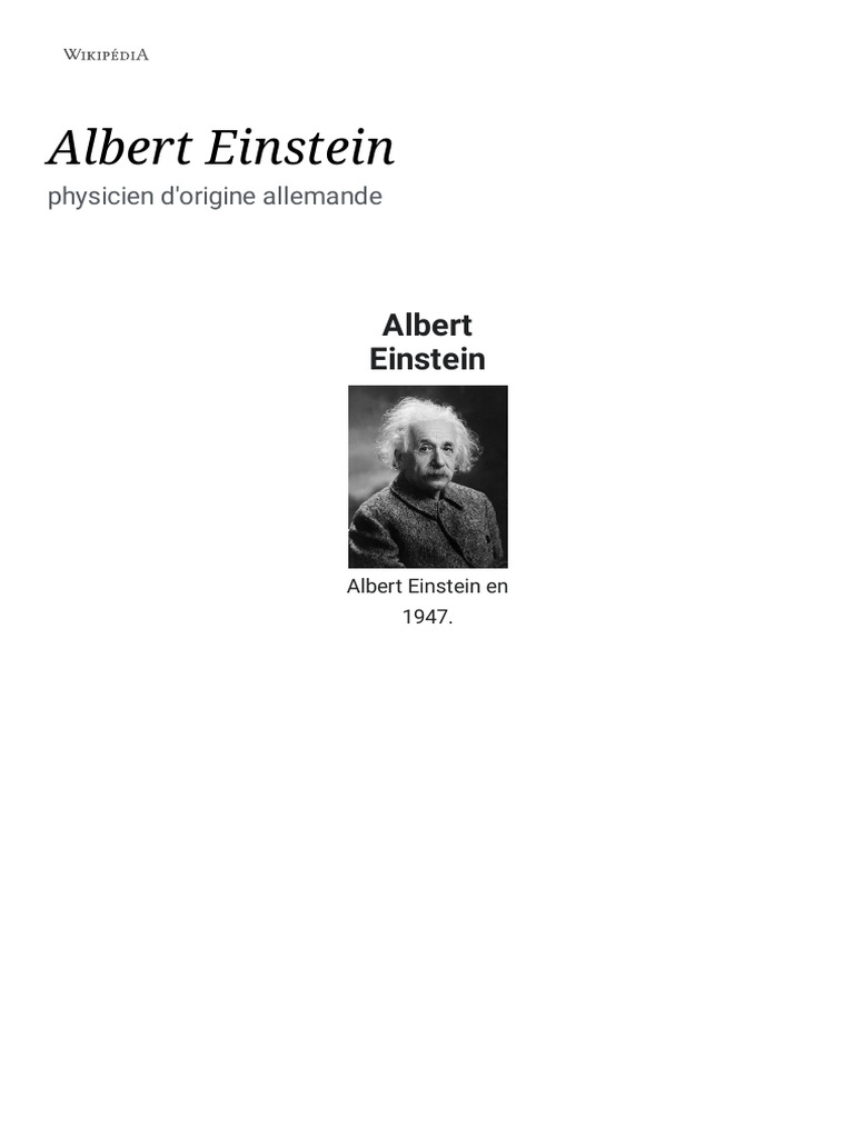 Albert Einstein — Wikipédia | PDF