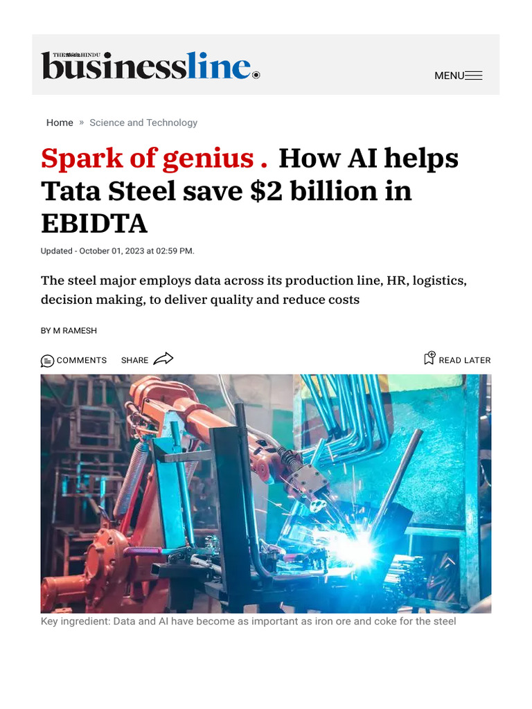 How AI Helps Tata Steel Save $2 Billion in EBIDTA - The Hi | Download ...