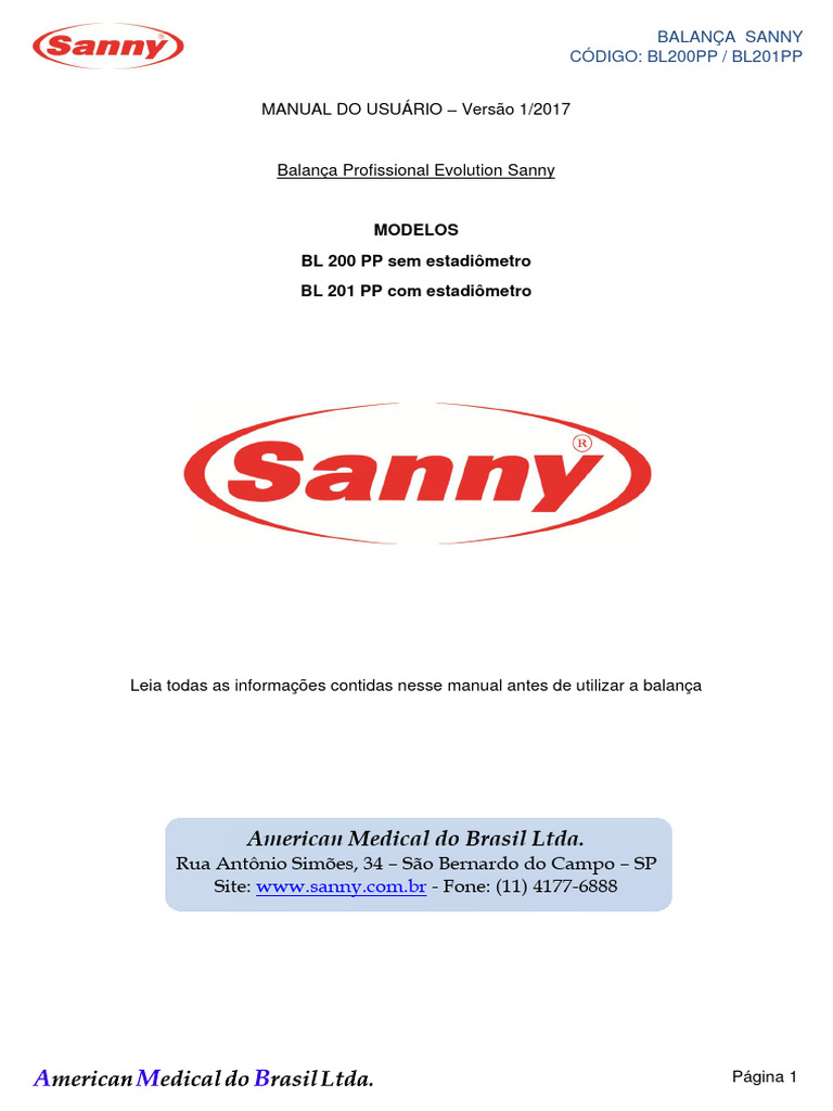 Manual Balanca Sanny | PDF