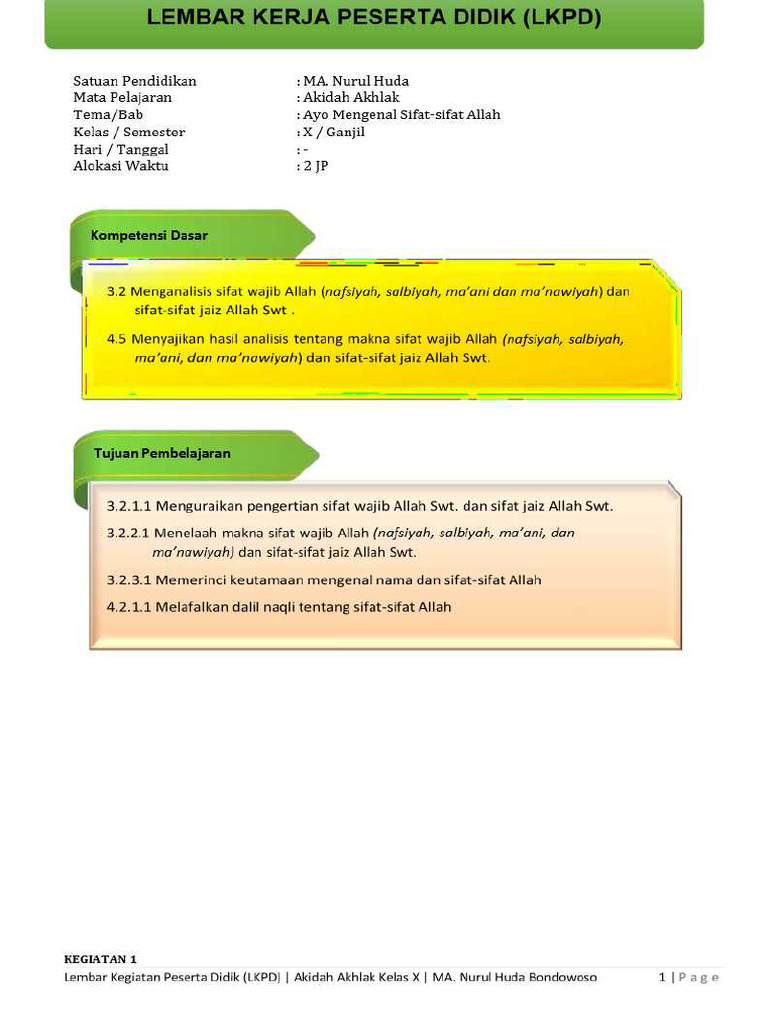LKPD - Kelas X - Bab 1 - 11zon | PDF