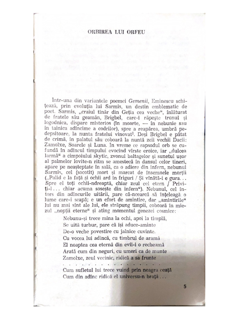 Orbirea Lui Orfeu | PDF