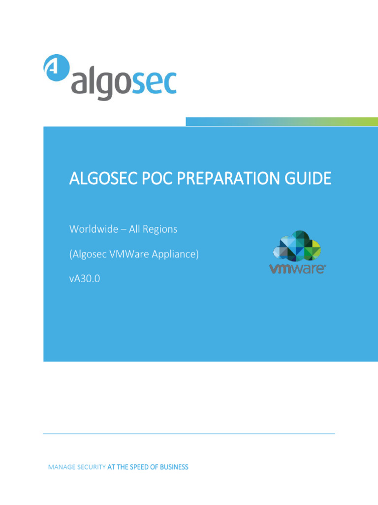 Algosec PoC Preparation Guide - VMWare Appliance - Worldwide VA30.0 | PDF