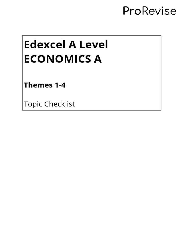 Edexcel A Level Economics Topic Checklist | PDF