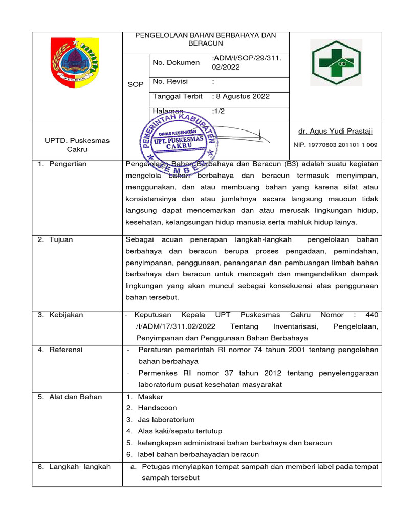 Sop Bahan B3 1 | PDF