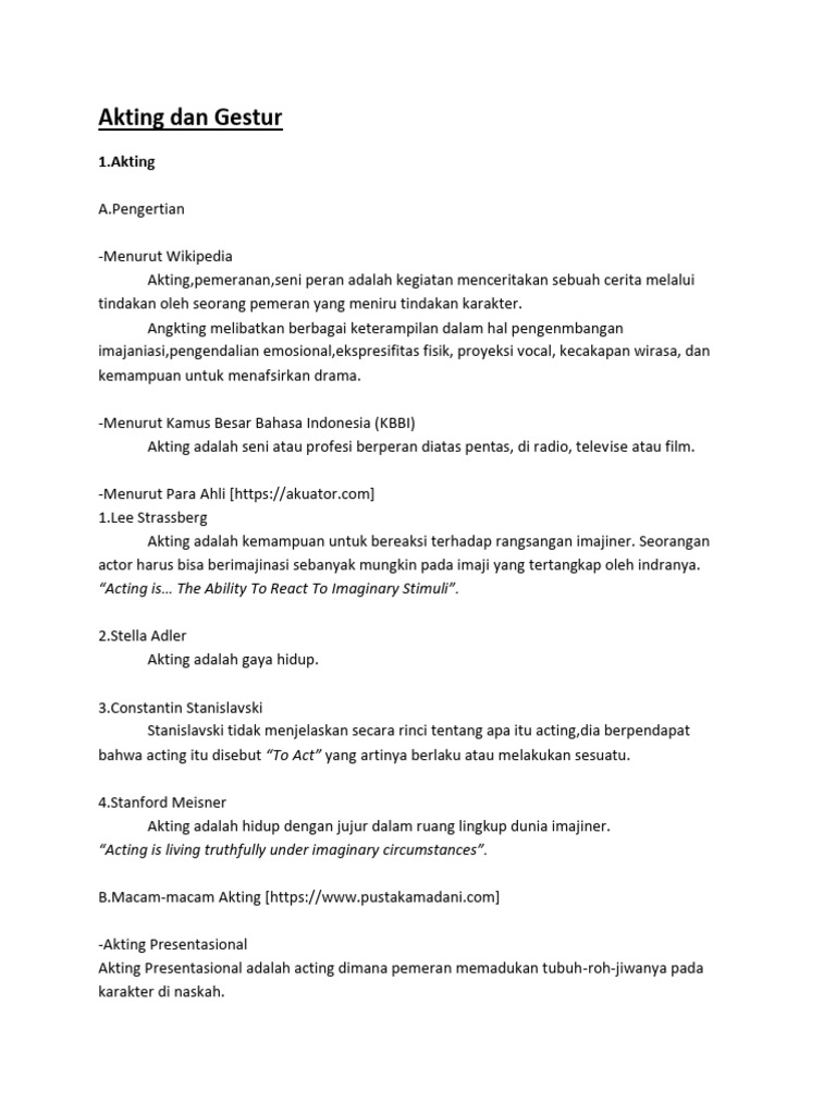 Akting Dan Gestur | PDF
