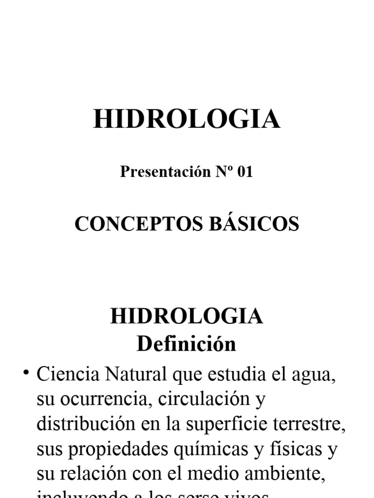 Hidro 1 Conceptos Basicos | PDF