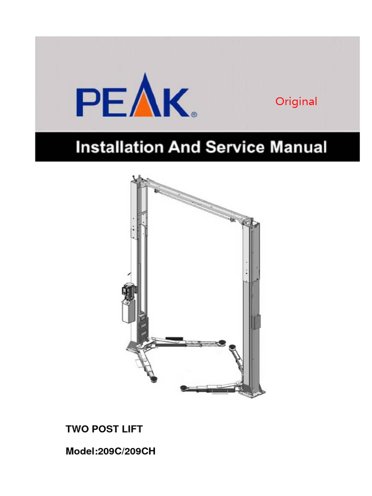 209C Two Post Lift Installation Guide | PDF | Technology & Engineering