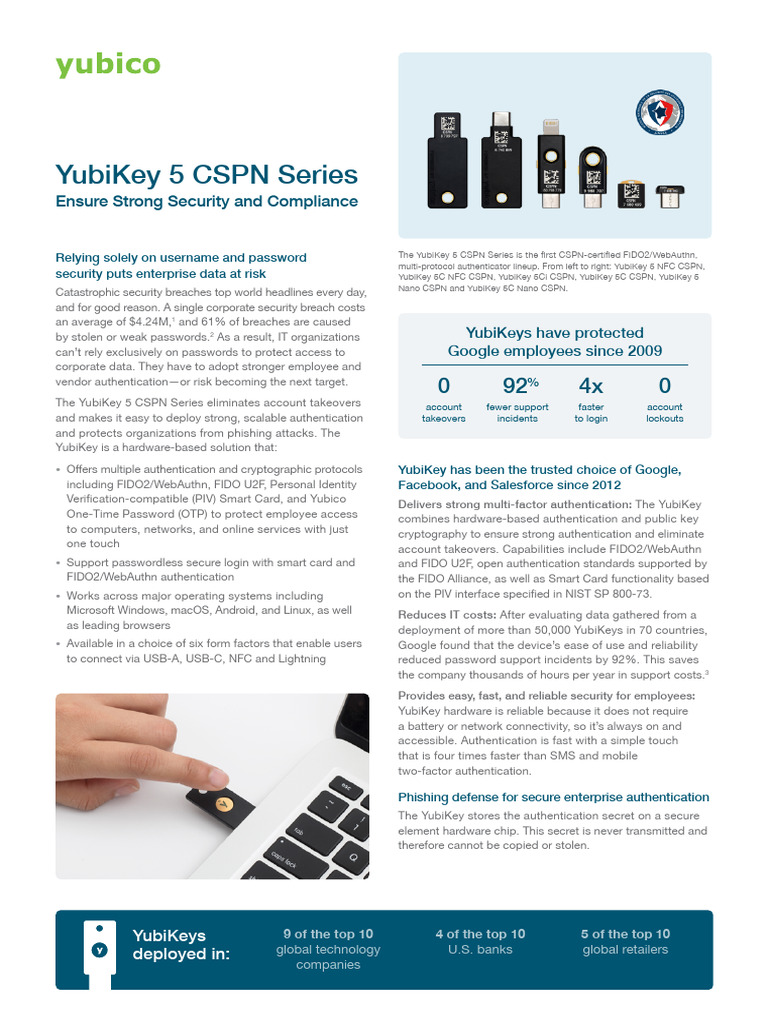YubiKey 5 CSPN: Secure Enterprise Access | PDF | Security | Computer Security