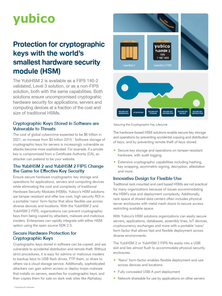 YubiHSM2 Product Brief 2 | PDF