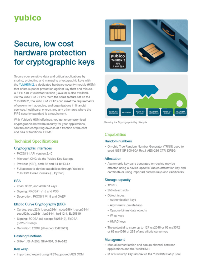 YubiHSM 2 Technical Data Sheet | PDF
