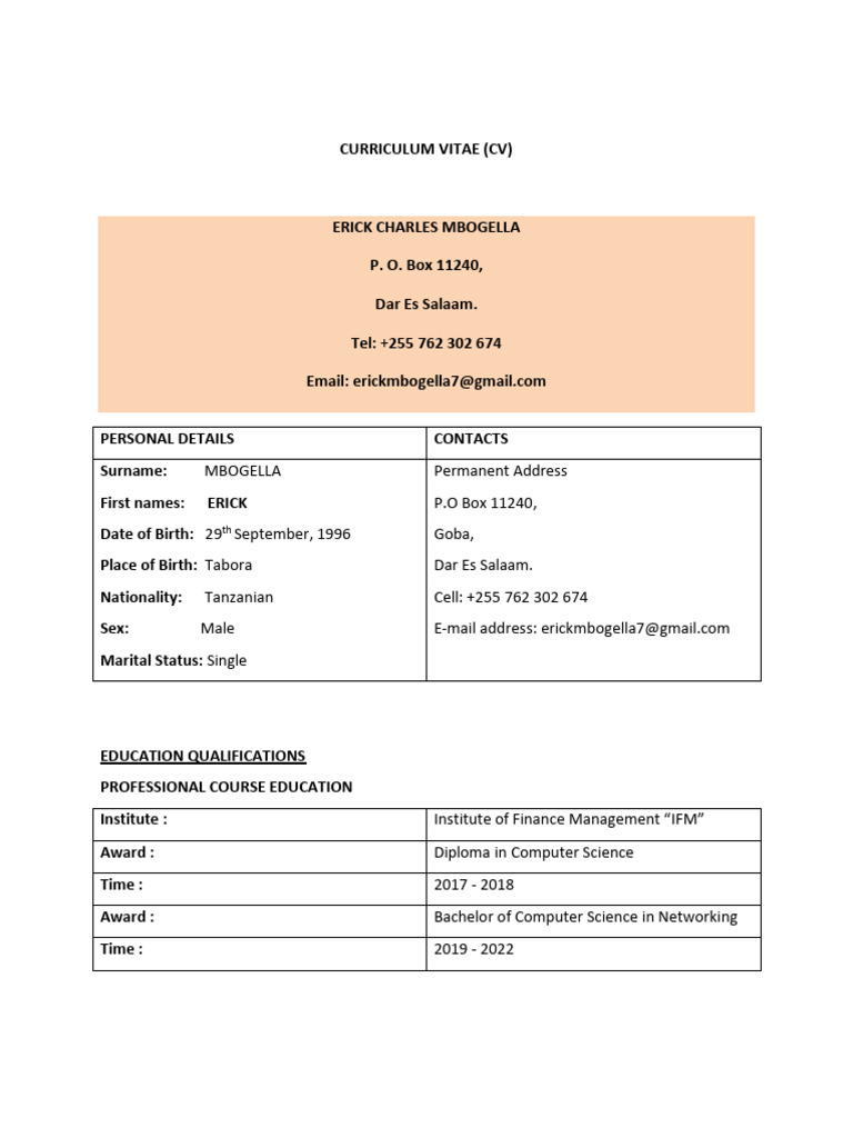 Curriculum Vitae (CV) | PDF