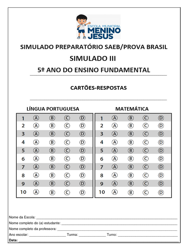 Simulado Preparatório Saeb 3 | PDF