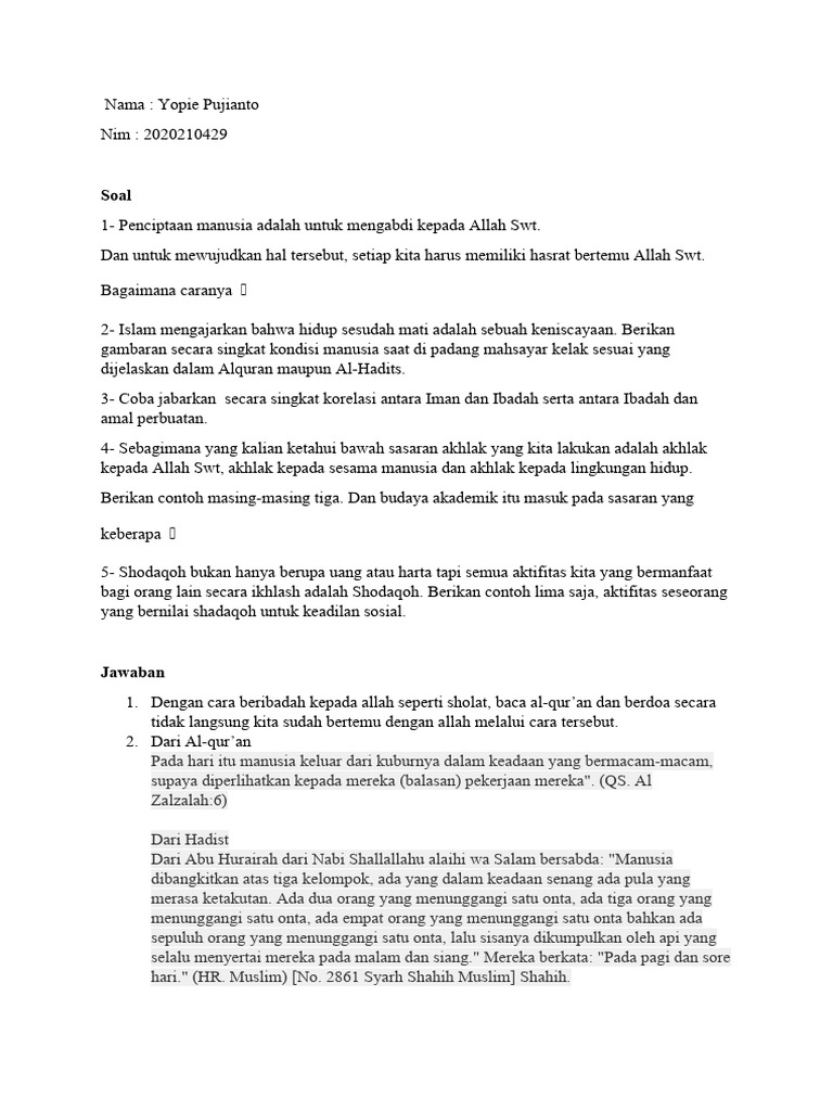 Yopie Pujianto - Kuiz Agama | PDF | Filsafat | Sains & Matematika