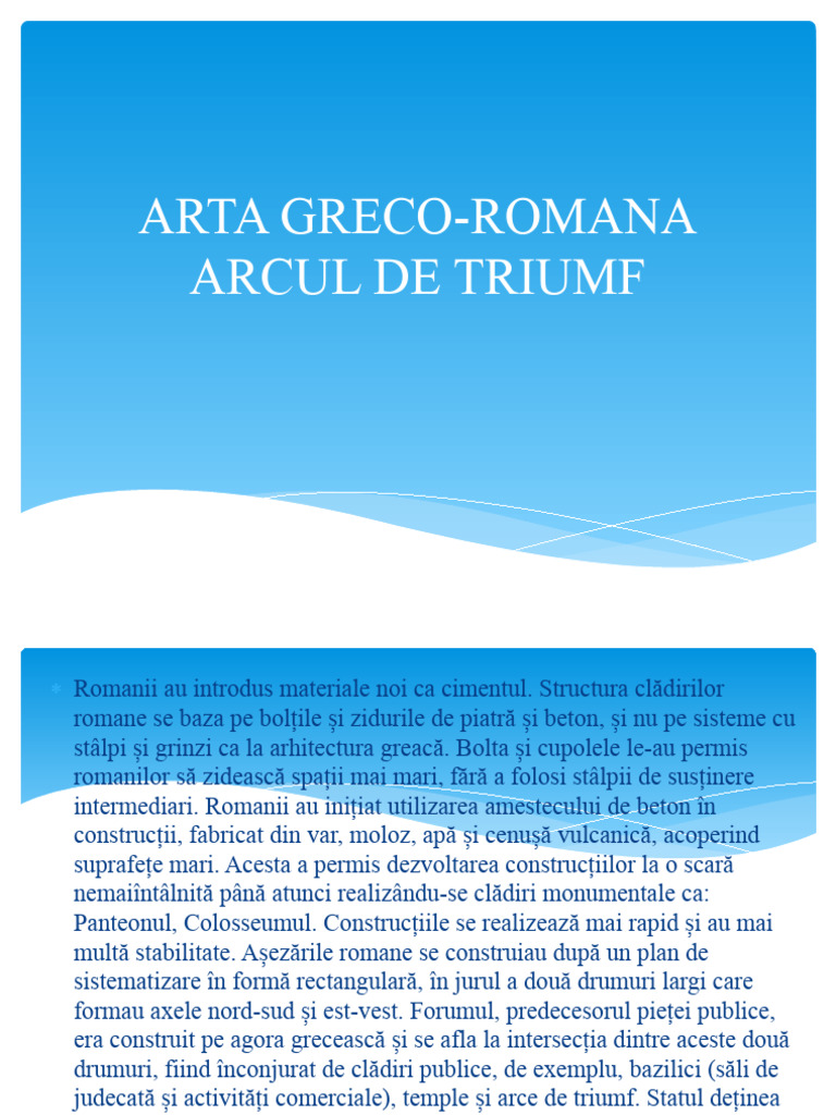 Arta Greco Romana Arcul de Triumf | PDF