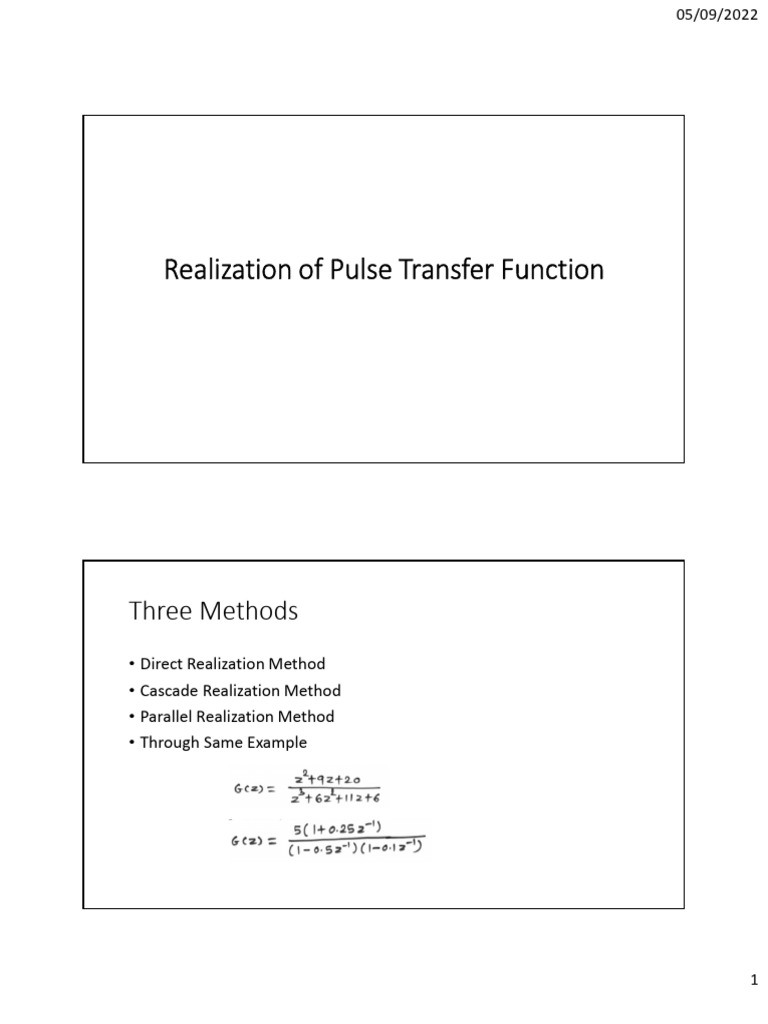 Lecture#7 Realization of Pulse Transfer Function | PDF