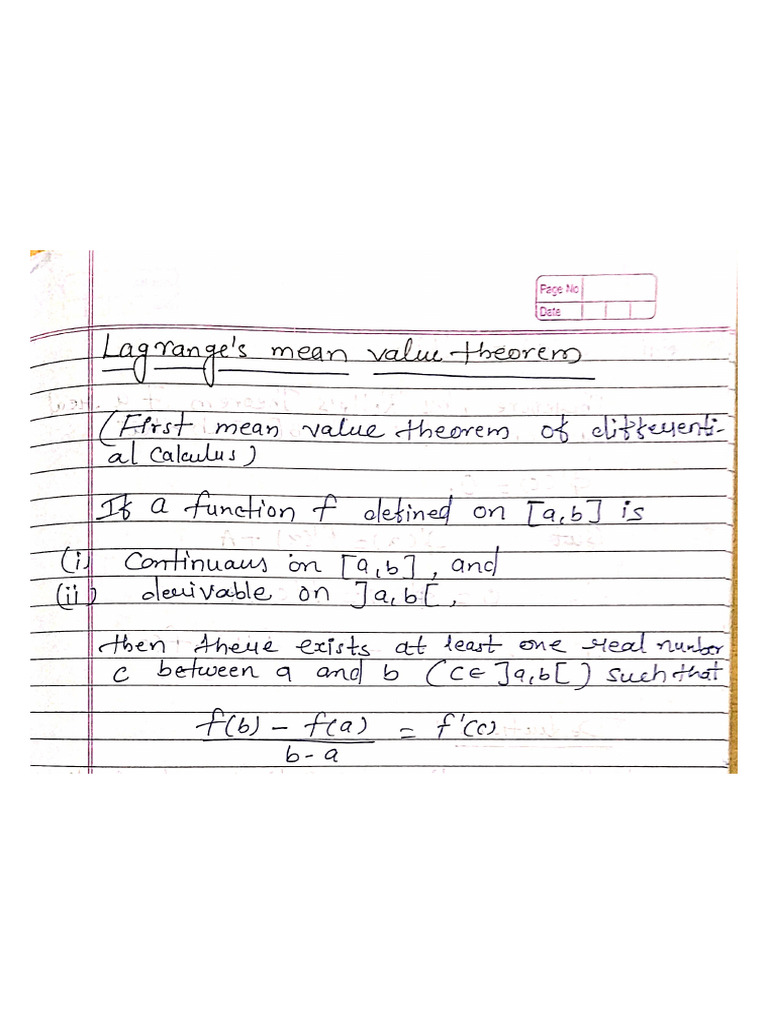 Lagrange's mean value theorem | PDF
