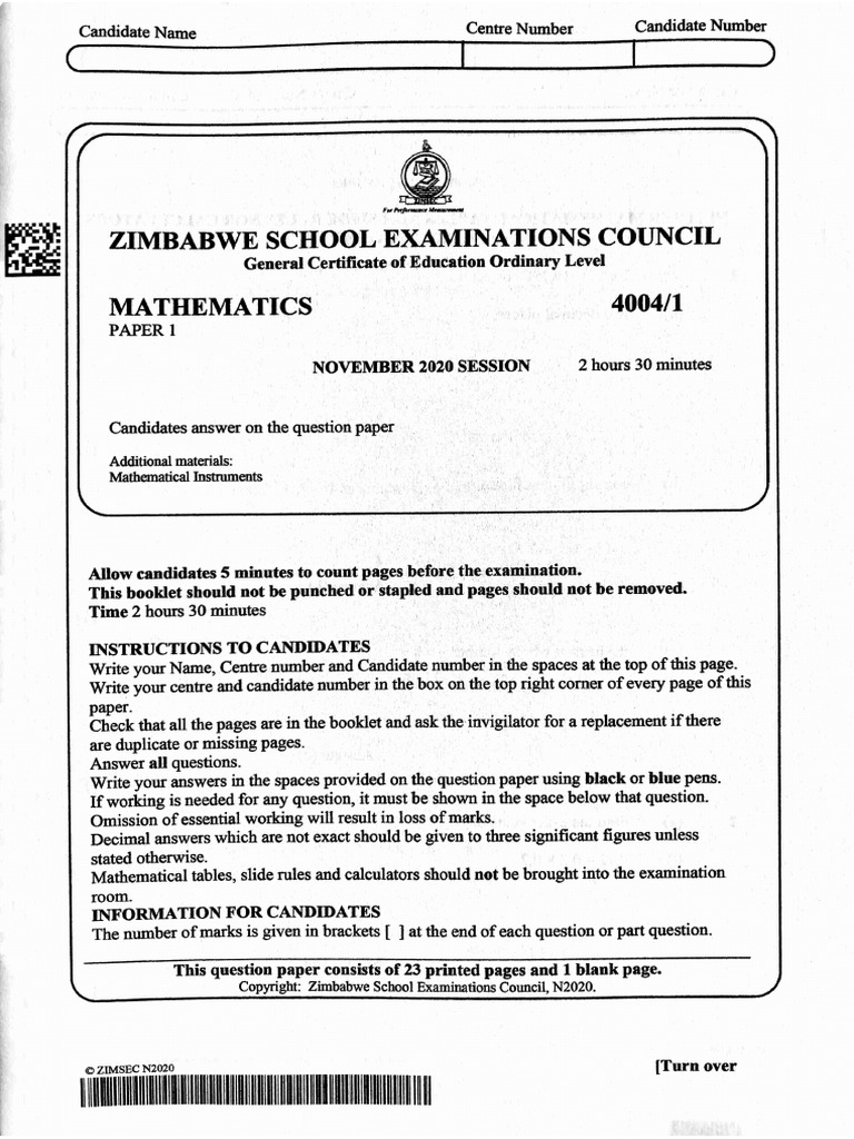 Maths P1 N2020 | PDF