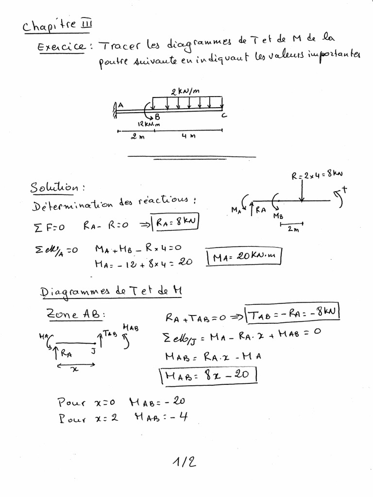 Solution Exo 3.6 - RDM - Méthode Coupes | PDF