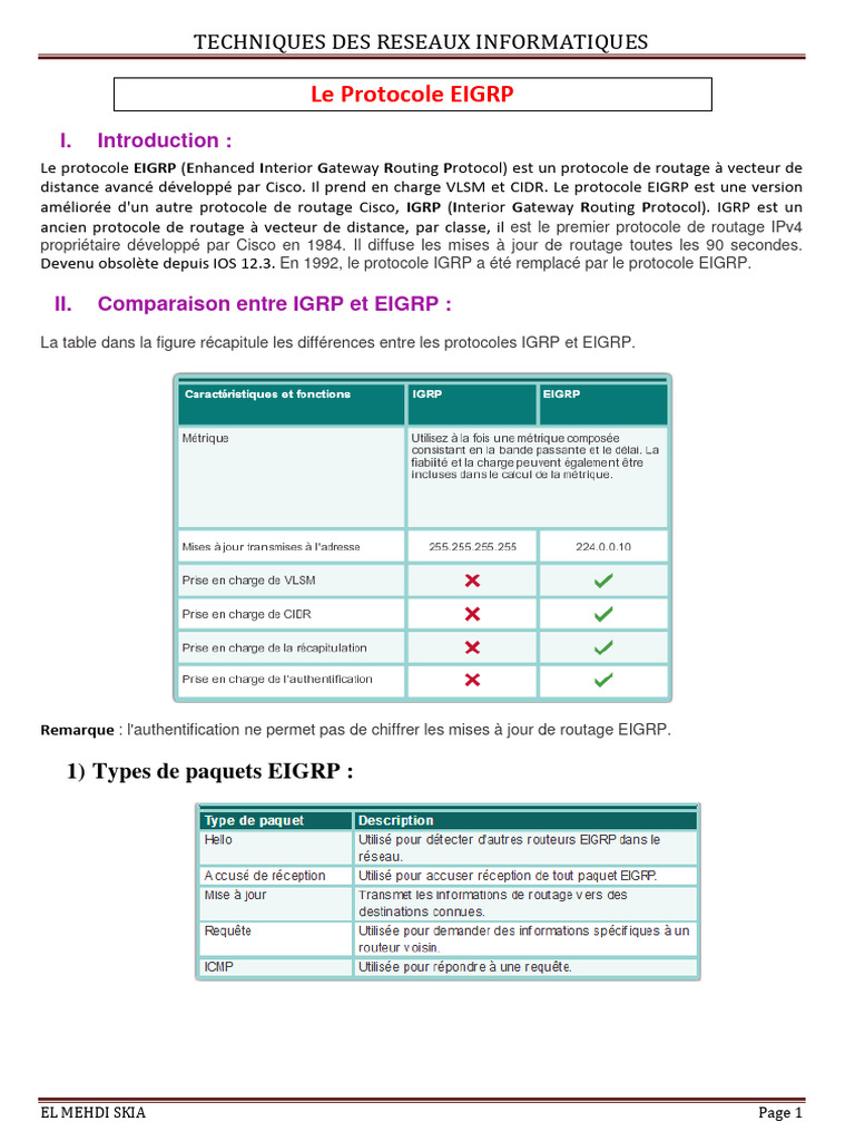 Le Protocole EIGRP | PDF