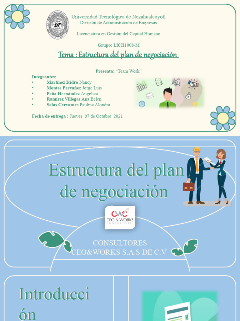 LICH-1008 Team Work Estructura Del Plan de Negociación | PDF