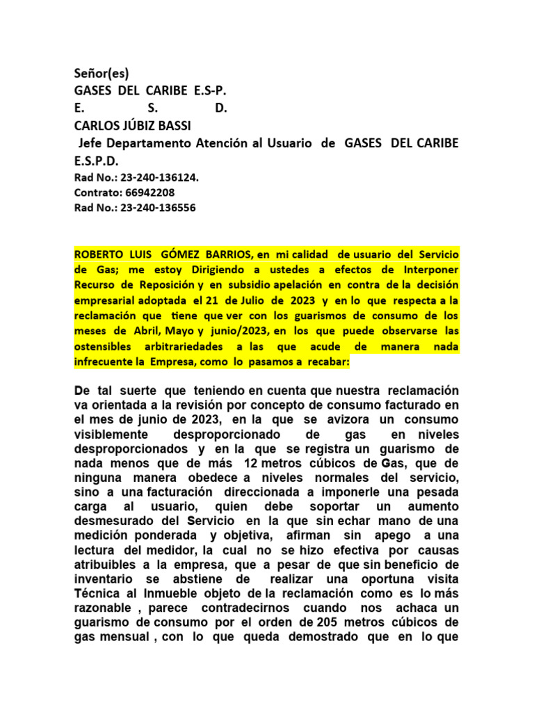 Recursos Via Gubernativa Gases Del Caribe Rgb23 | PDF | Derecho